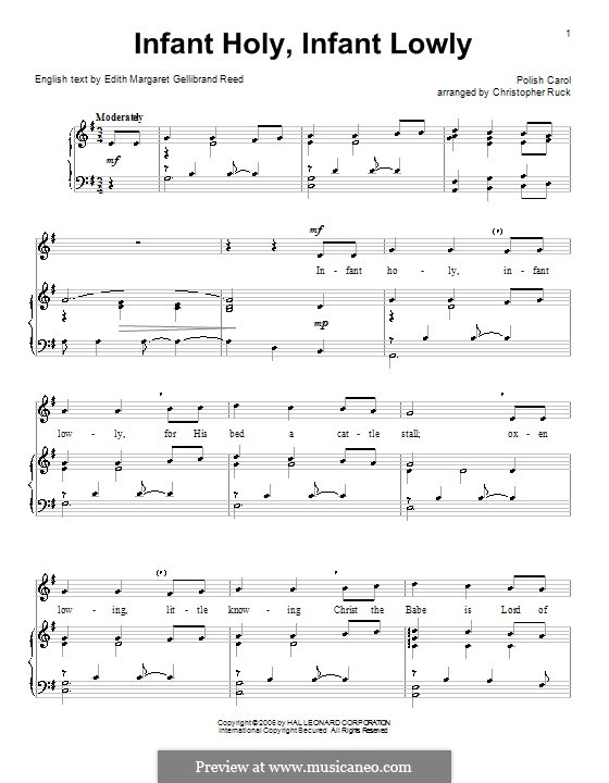 Infant Holy, Infant Lowly by folklore - sheet music on MusicaNeo