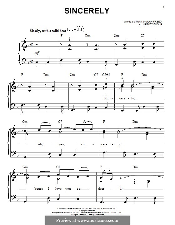 Sincerely by A. Freed, H. Fuqua - sheet music on MusicaNeo