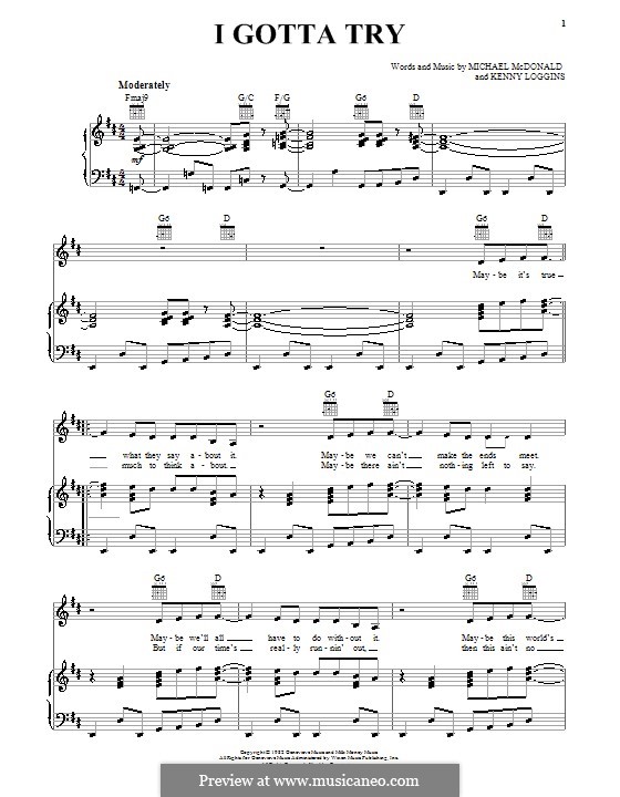I Gotta Try by K. Loggins - sheet music on MusicaNeo