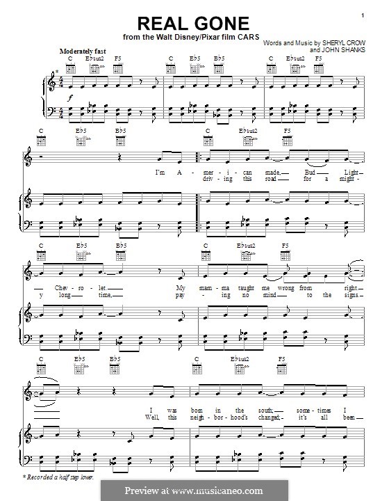Real Gone (Sheryl Crow) by J.M. Shanks - sheet music on MusicaNeo