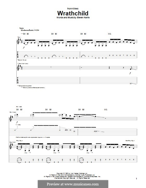 Wrathchild (Iron Maiden) by Steve Harris - sheet music on MusicaNeo