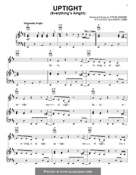 Uptight (Everything's Alright) by H. Cosby, S. Moy on MusicaNeo