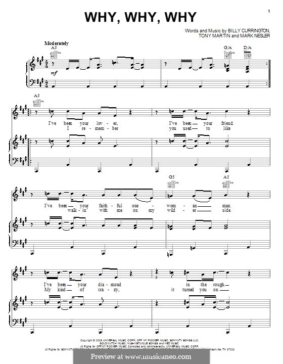 Why, Why, Why (Billy Currington) by M. Nesler, T. Martin on MusicaNeo