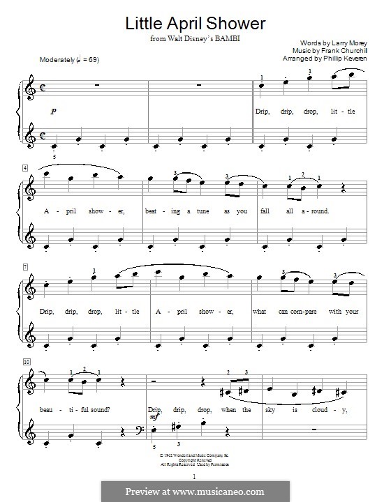 Little April Shower (from Bambi) by F. Churchill - sheet music on MusicaNeo