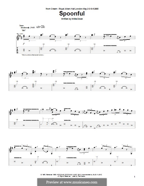 Spoonful (Cream) by W. Dixon - sheet music on MusicaNeo