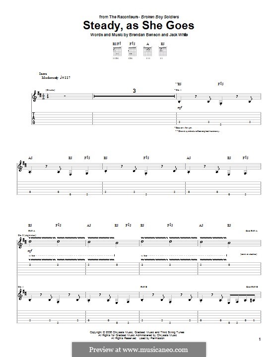 Steady, as She Goes (The Raconteurs) by B. Benson, J. White on MusicaNeo