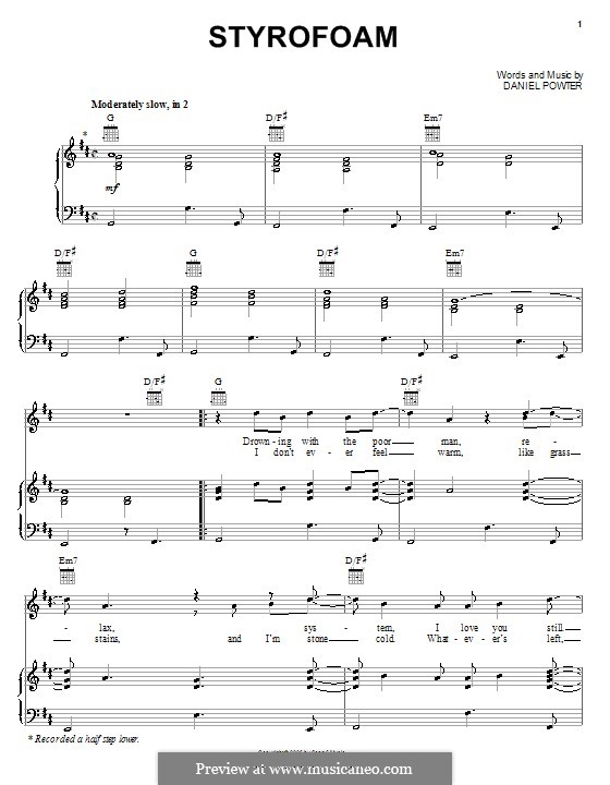 Styrofoam by D. Powter - sheet music on MusicaNeo
