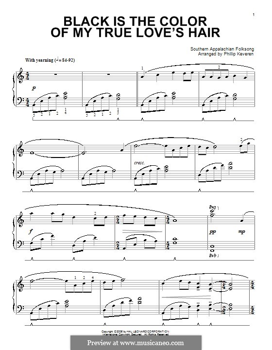 Black is the Color of My True Love's Hair by folklore on MusicaNeo