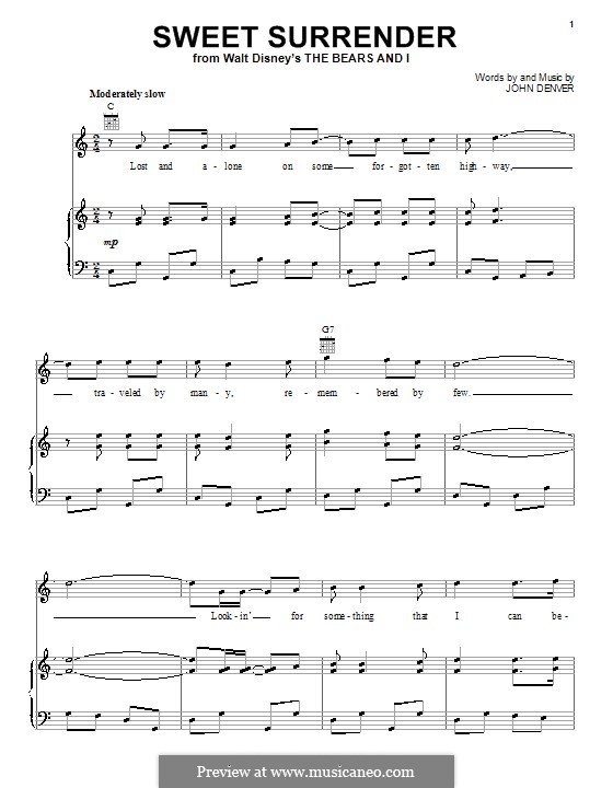 Sweet Surrender by J. Denver - sheet music on MusicaNeo