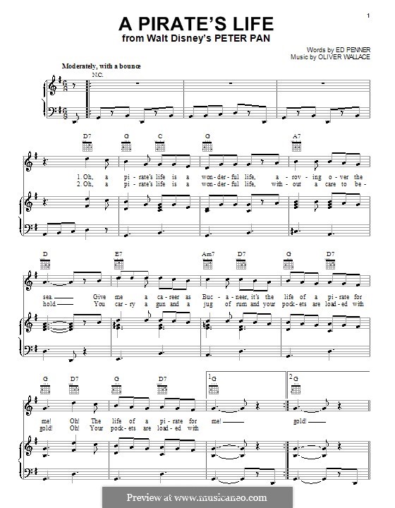 A Pirate's Life by O. Wallace - sheet music on MusicaNeo