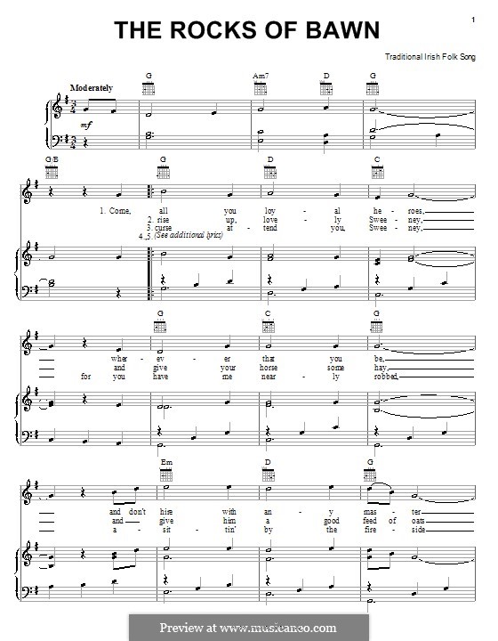 The Rocks of Bawn by folklore - sheet music on MusicaNeo