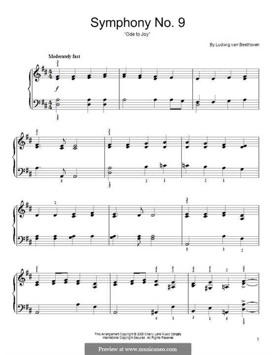 Ode to Joy, for Piano (Symphony No.9 'Choral', Op.125) by L.v. Beethoven on MusicaNeo