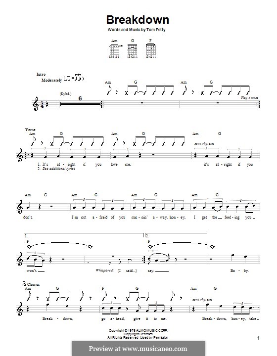 Breakdown by T. Petty - sheet music on MusicaNeo