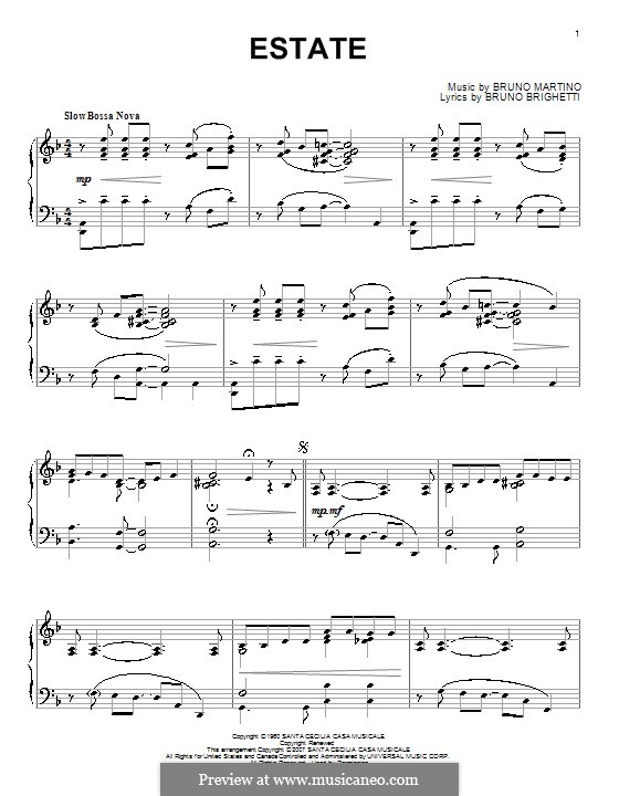 Estate by B. Martino - sheet music on MusicaNeo