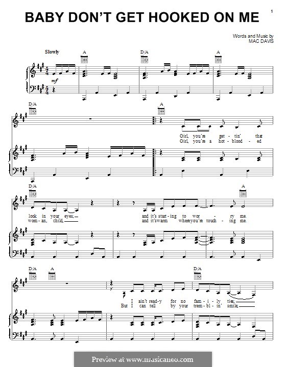 Baby don't Get Hooked on Me by M. Davis - sheet music on MusicaNeo Baby don't Get Hooked on Me by M. Davis - sheet music on MusicaNeo