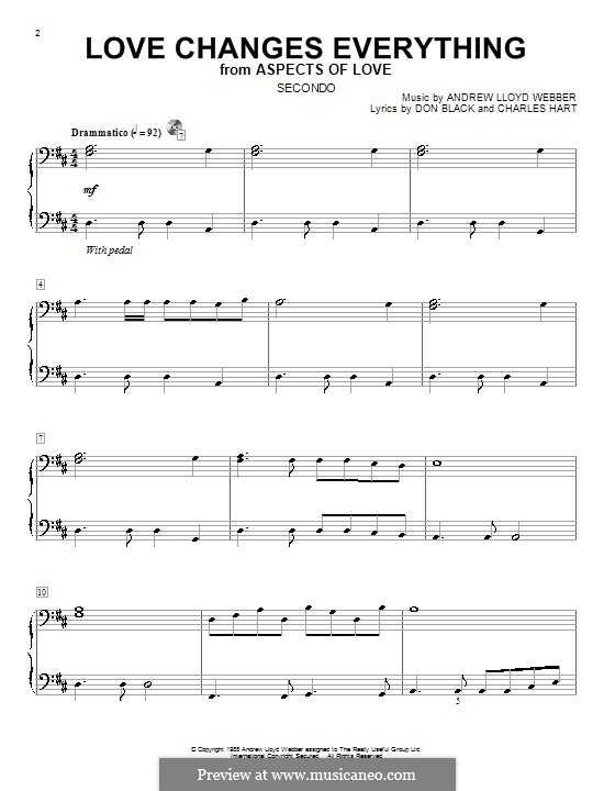 Love Changes Everything (Aspects of Love) by A.L. Webber on MusicaNeo