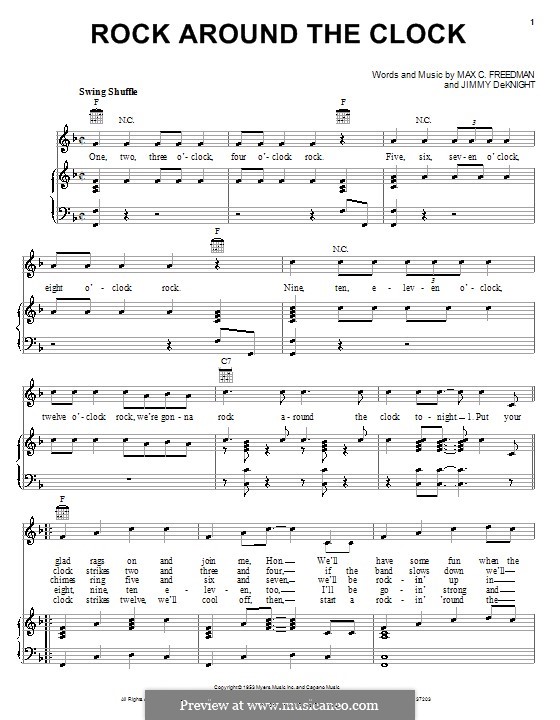 Rock Around the Clock (Bill Haley and His Comets) by J. DeKnight, M.C ...