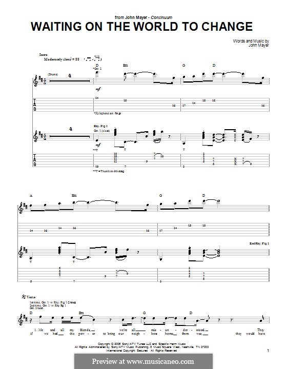 Waiting on the World to Change by J. Mayer - sheet music on MusicaNeo