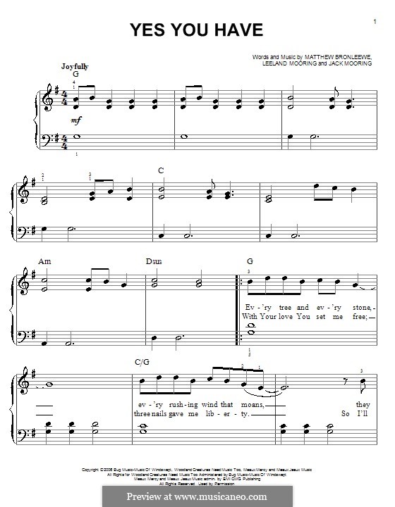 Yes You Have (Leeland) by J. Mooring, L. Mooring, M. Bronleewe on MusicaNeo