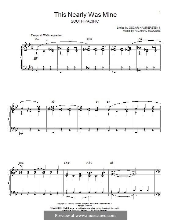 This Nearly Was Mine (from South Pacific) by R. Rodgers on MusicaNeo