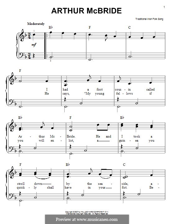 Arthur McBride by folklore - sheet music on MusicaNeo