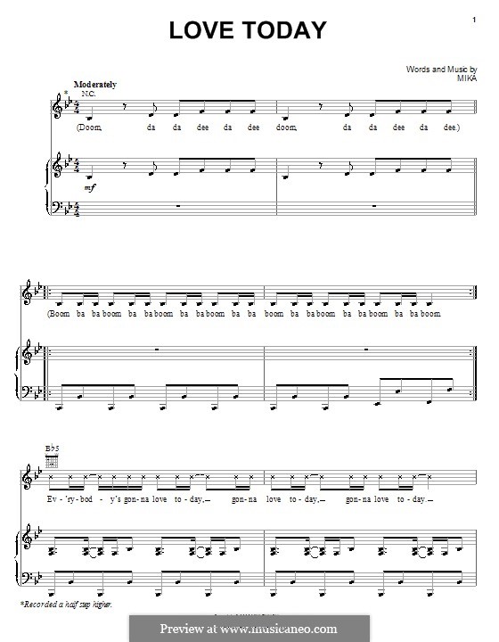Love Today by Mika - sheet music on MusicaNeo