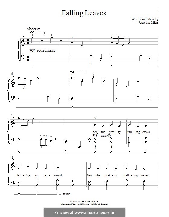 Falling Leaves by C. Miller - sheet music on MusicaNeo