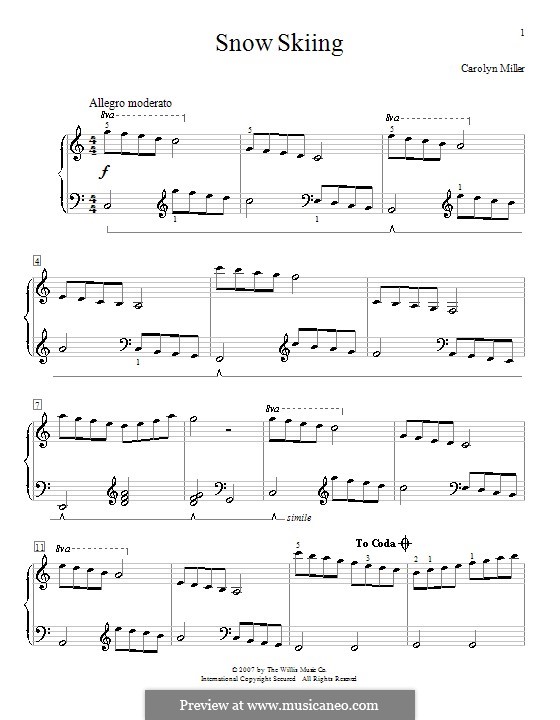 Snow Skiing by C. Miller - sheet music on MusicaNeo