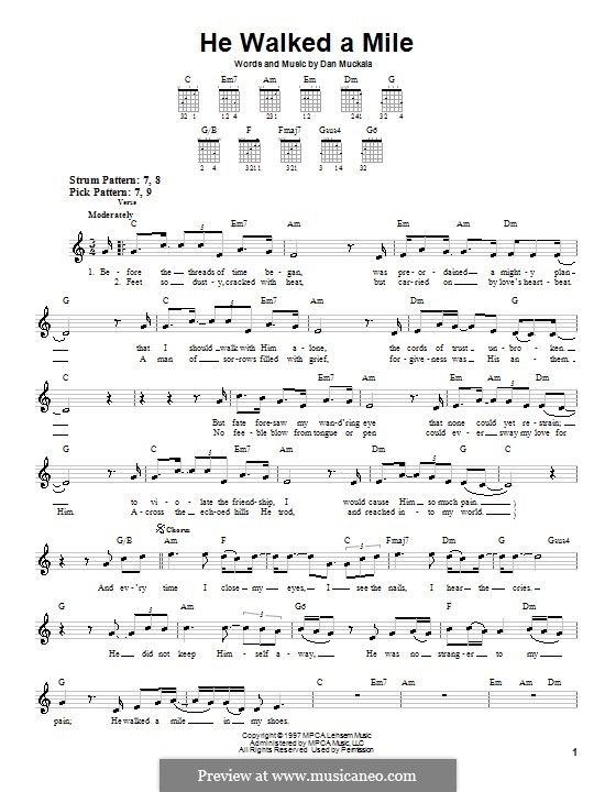 He Walked a Mile (Clay Crosse) by D. Muckala - sheet music on MusicaNeo