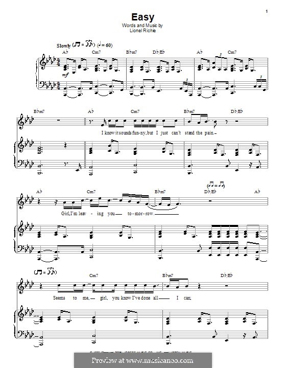 Easy (The Commodores) by L. Richie - sheet music on MusicaNeo