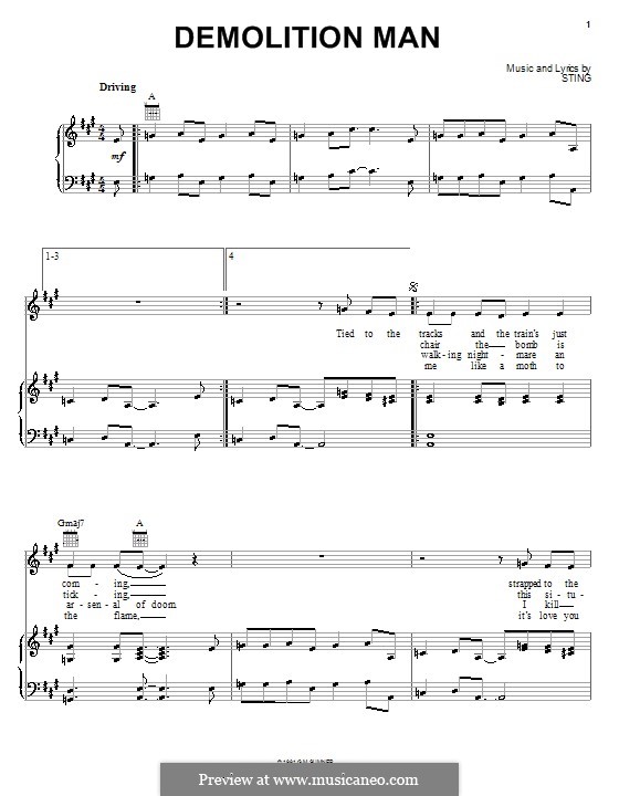 Demolition Man (The Police) by Sting - sheet music on MusicaNeo