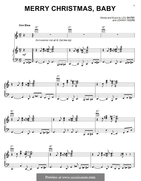 Merry Christmas, Baby by J. Moore, L. Baxter - sheet music on MusicaNeo