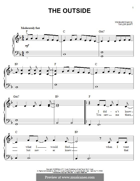 The Outside by T. Swift - sheet music on MusicaNeo