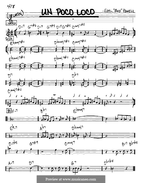 Un Poco Loco by Bud Powell - sheet music on MusicaNeo