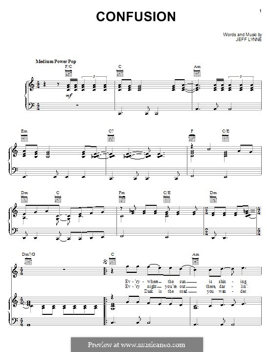 Confusion (Electric Light Orchestra) by J. Lynne - sheet music on MusicaNeo