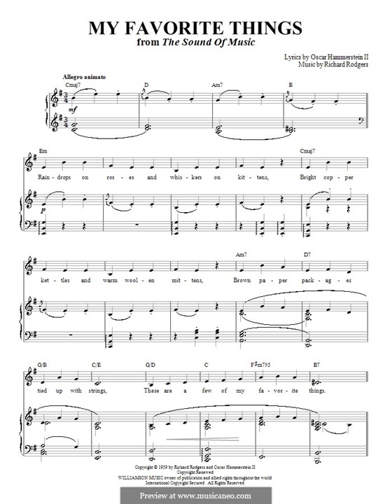 Vocal version (My Favorite Things) by R. Rodgers - sheet music on MusicaNeo