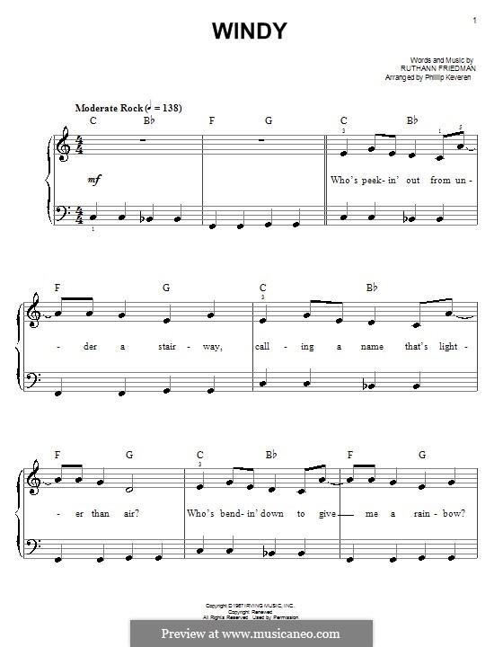Windy (The Association) by R. Friedman - sheet music on MusicaNeo