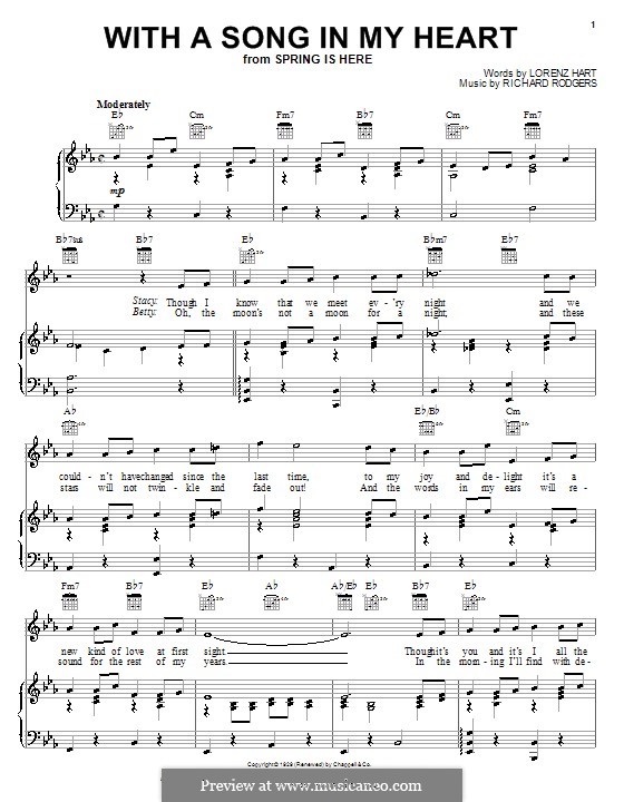 With a Song in My Heart by R. Rodgers - sheet music on MusicaNeo