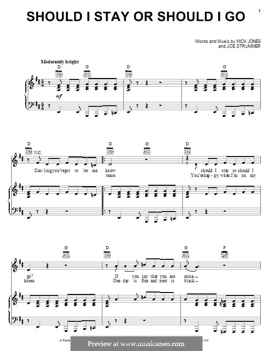 Should I Stay or Should I Go (The Clash) by J. Strummer, M. Jones on ...