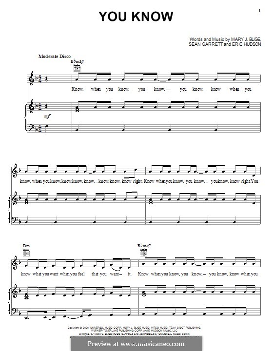 You Know by E. Hudson, S. Garrett - sheet music on MusicaNeo