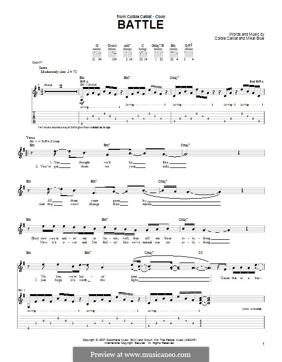 Battle (Colbie Caillat) by M. Blue - sheet music on MusicaNeo Battle (Colbie Caillat) by M. Blue - sheet music on MusicaNeo