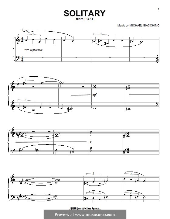 Solitary (from Lost) by M. Giacchino - sheet music on MusicaNeo