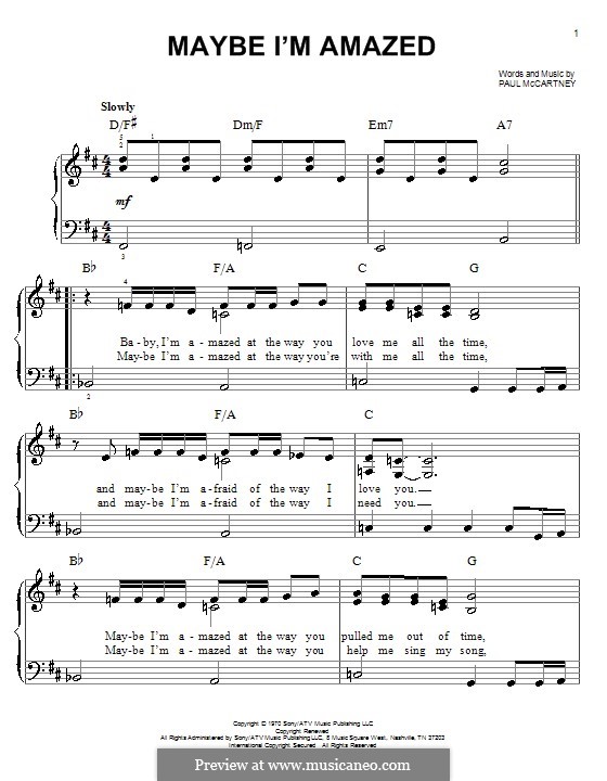 Maybe Im Amazed By P Mccartney Sheet Music On Musicaneo