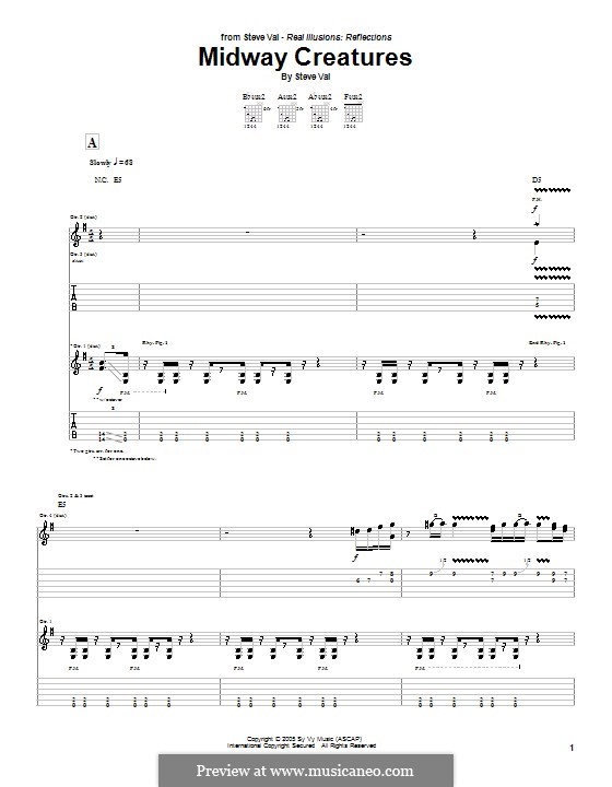 Midway Creatures by S. Vai - sheet music on MusicaNeo