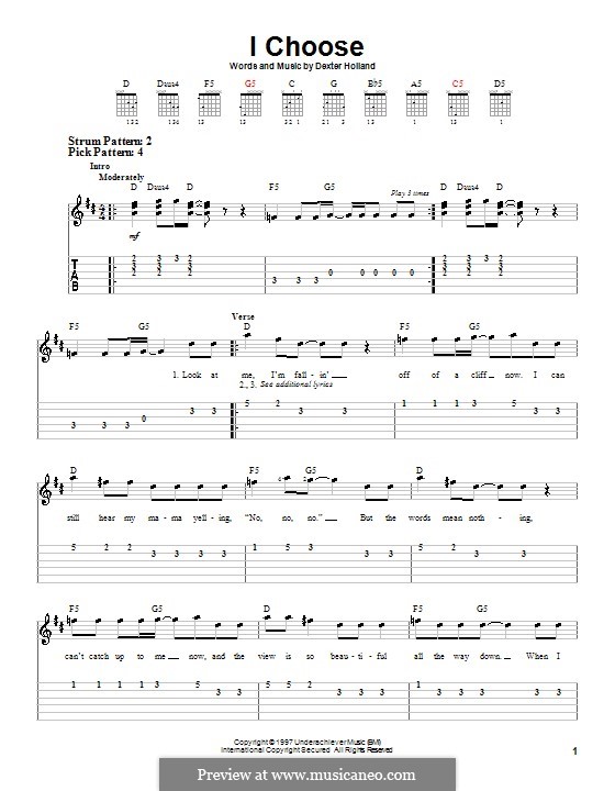 I Choose by The Offspring - sheet music on MusicaNeo