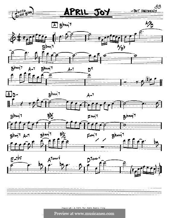 April Joy by P. Metheny - sheet music on MusicaNeo