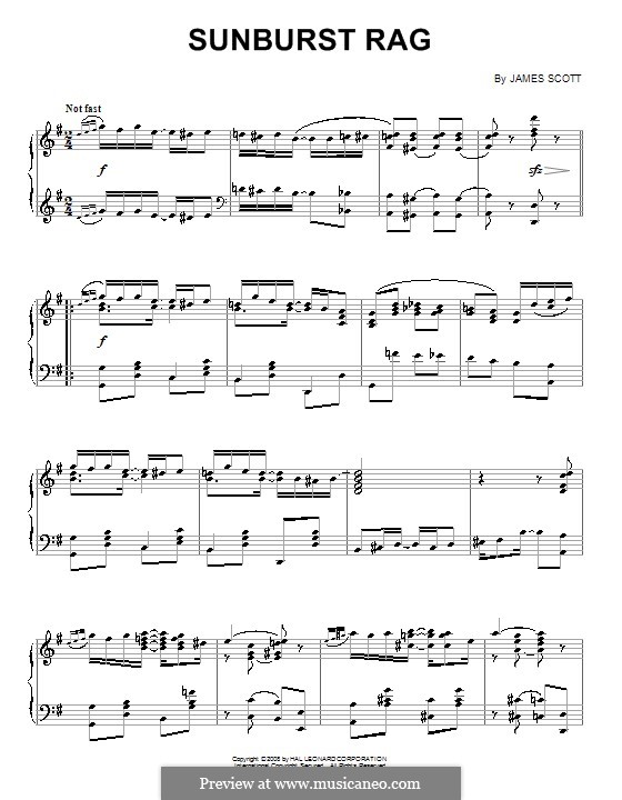 Sunburst Rag by J. Scott - sheet music on MusicaNeo