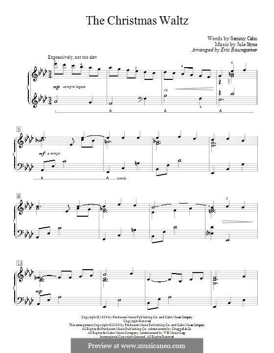 The Christmas Waltz by J. Styne - sheet music on MusicaNeo