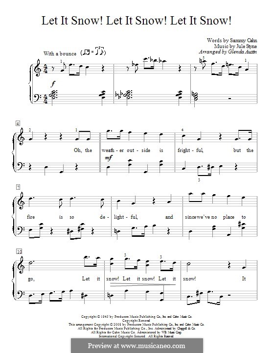 Piano version (Let It Snow! Let It Snow! Let It Snow!) by J. Styne on ...
