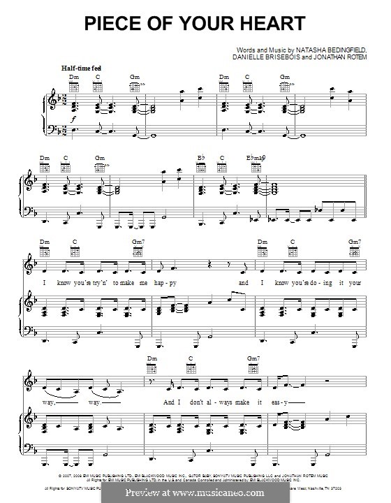 Piece of Your Heart by D. Brisebois, J. Rotem - sheet music on MusicaNeo